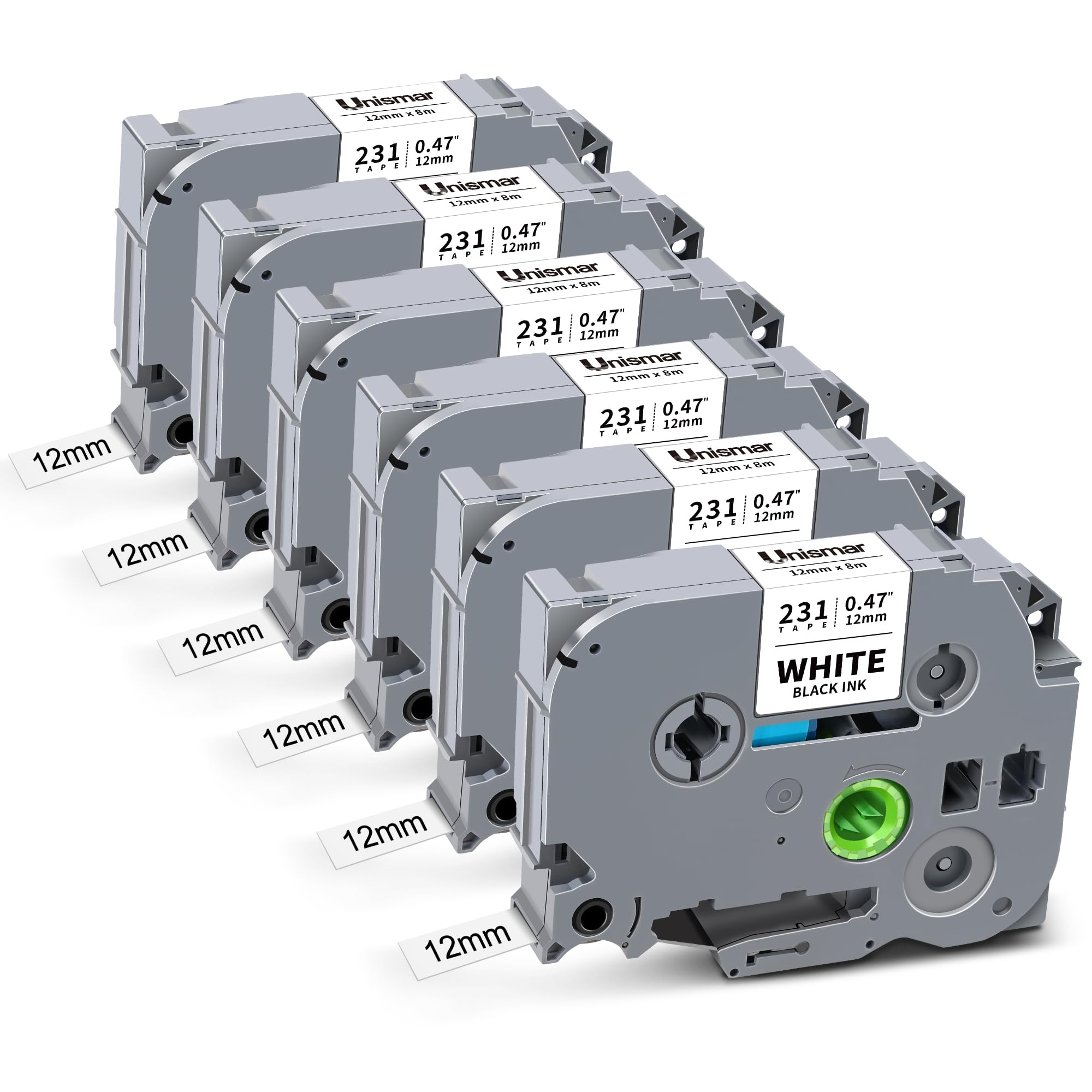 Tze Label Maker Tape 12mm 0.47 Laminated White Compatible for Brother Tze-231 Tz-231 Tz Refill ...