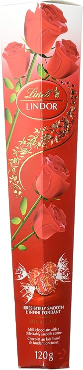 Lindt Lindor Valentine Long Stemmed Rose Milk Chocolate Gift, 120g ...