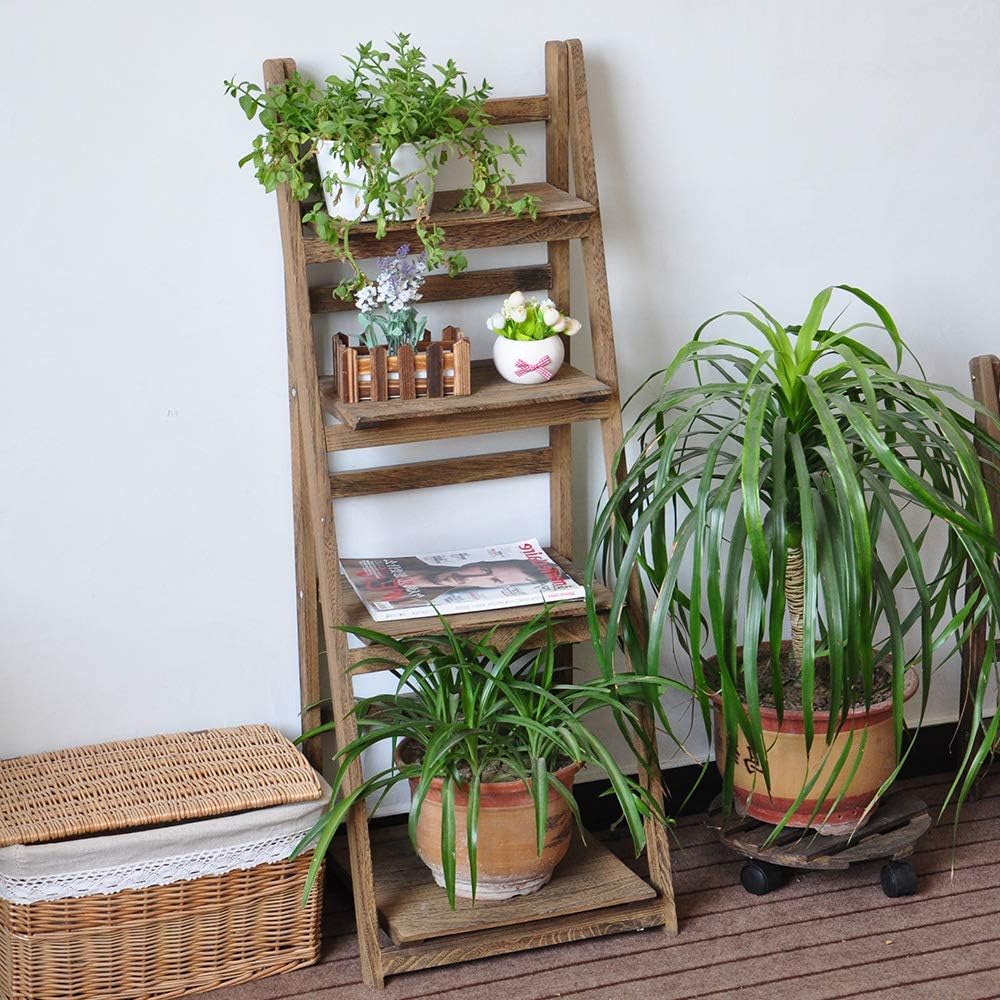 EXQUI 4 Tier Flower Ladder Rack Folding Flower Shelf Ladder Practical ...