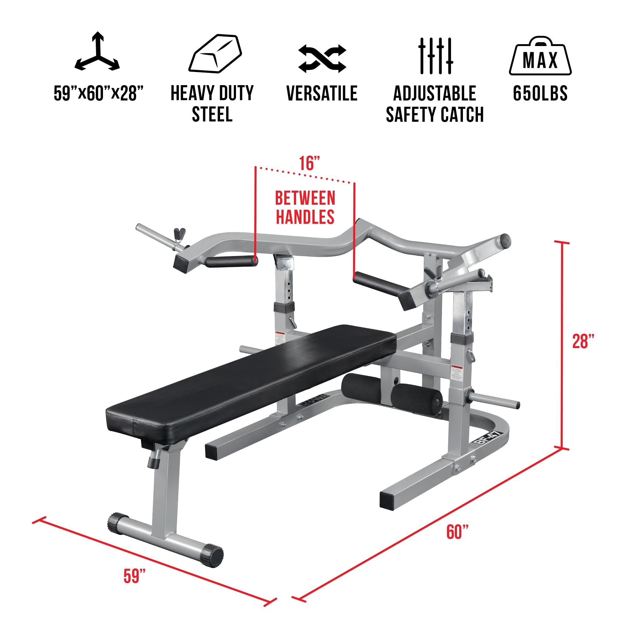 Mua Valor Fitness Adjustable Chest Press Weight Bench – Multi-Grip Arm ...