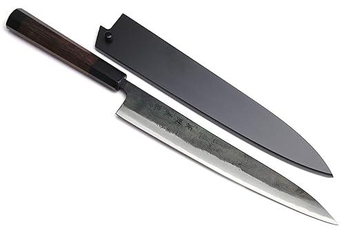 Yoshihiro Mizu Yaki Aogami Super Blue High Carbon Kurouchi Sujihiki Slicer Chef Knife Rosewood ...