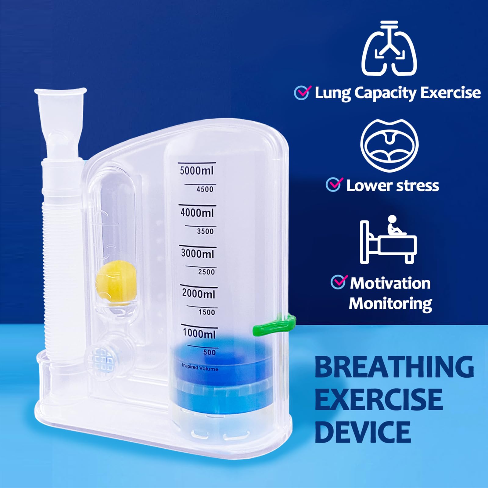 Mua Lung Exerciser Device, Breathing Trainer - 6000ML Inhale Volume ...