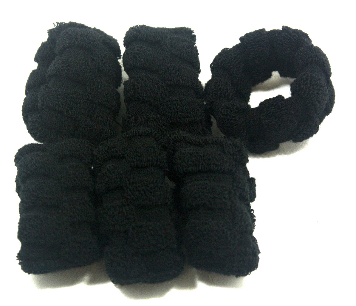 Amazon.com : Pair of Large Black Soft Hair Ponios Donuts Bobbles Bands ...