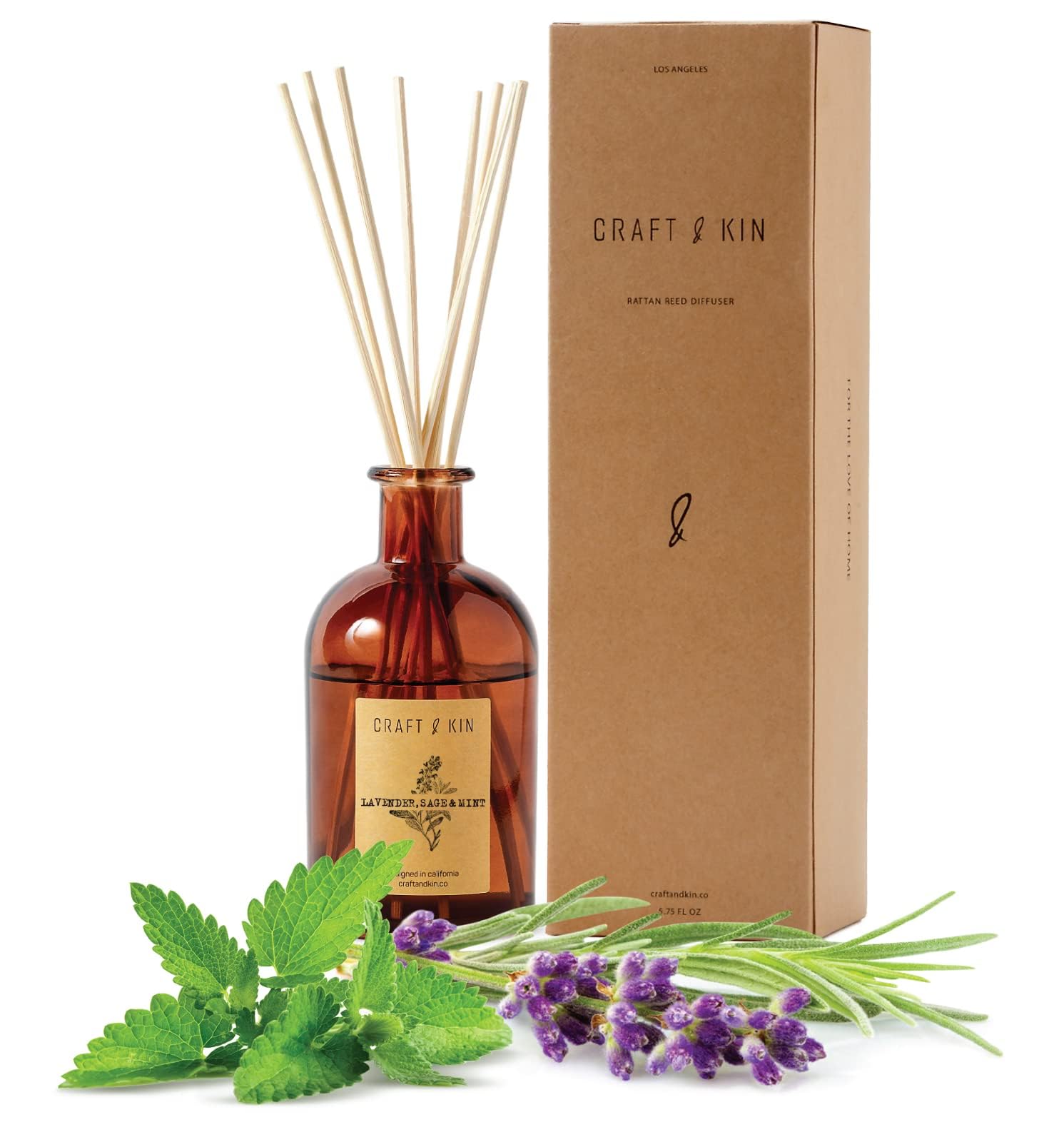 Craft & Kin Sage, Mint & Lavender Reed Diffuser | All Natural Essential ...