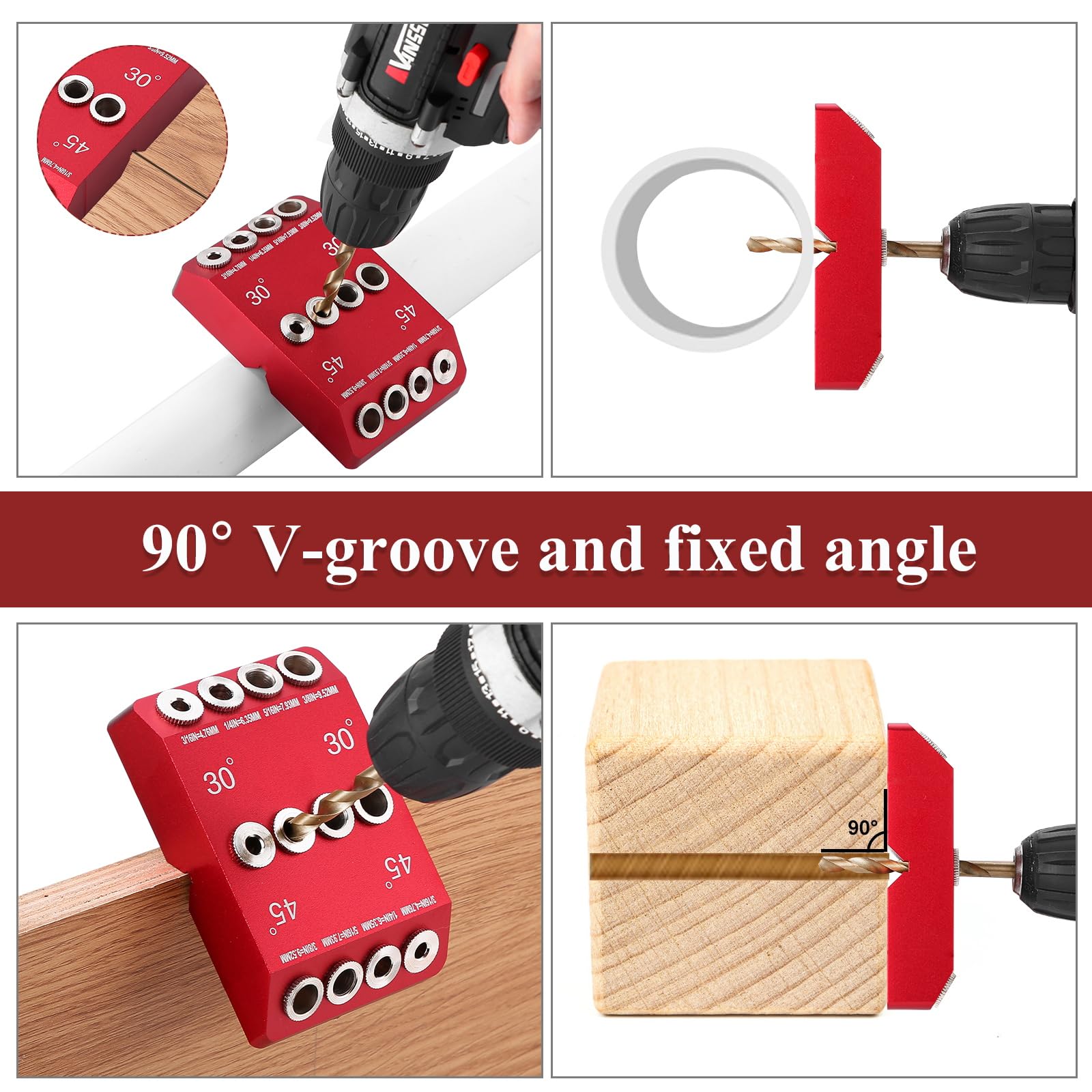 Mua 30 45 90 Degree Angle 4 Drill Hole Guide Jig, Portable Cable ...