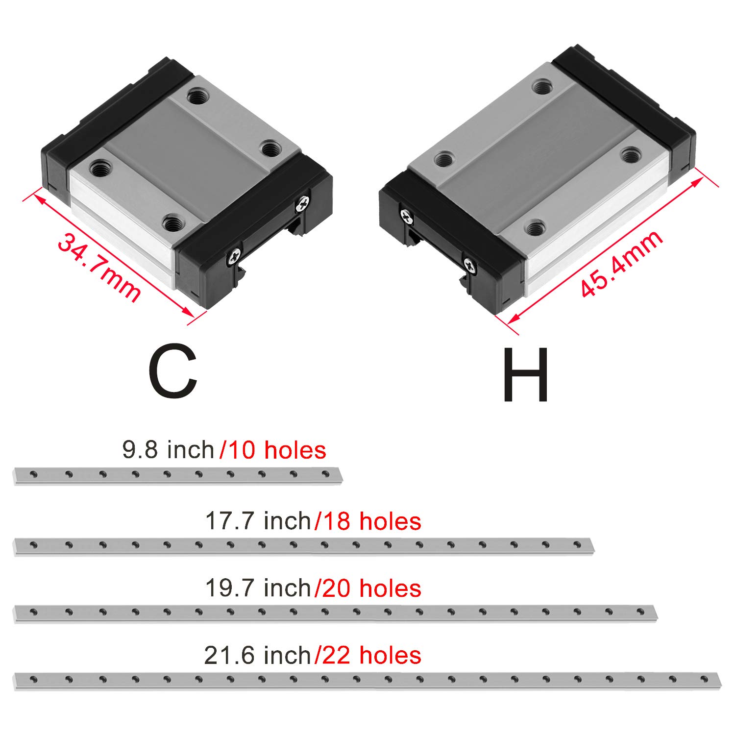 Usongshine MGN12H MGN12C Linear Rail Guide, Mini Linear Guide Bearing ...