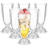Amazon.com | Cezoyx Set of 6 Milkshake Glasses with Spoons, 12 Oz Old ...