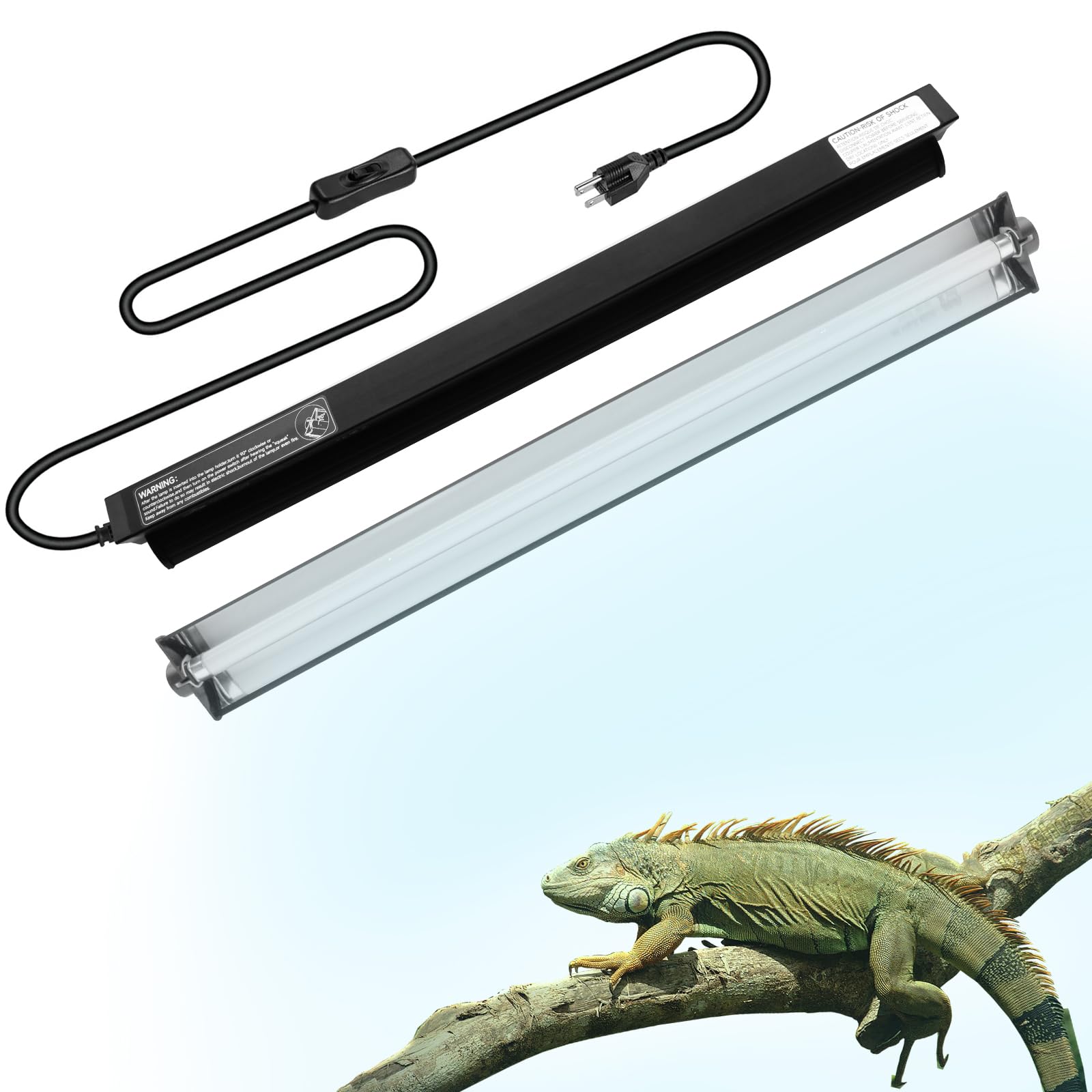 MECESOR 8W T5 HO UVB Lighting Fixture Combo Kit, Reptile Habitat Light Terrarium Hood Comes with ...