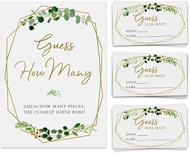 Amazon.com: Candy Guessing Game, 50 Cards and Matching Sign, Guess How ...