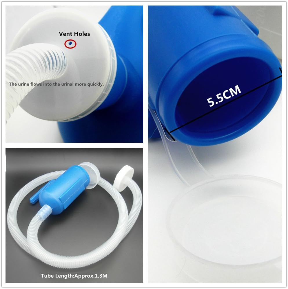 YUMSUM Men’s Male Bed Urinal Potty Pee Bottle 2000ML Collector with 1 ...