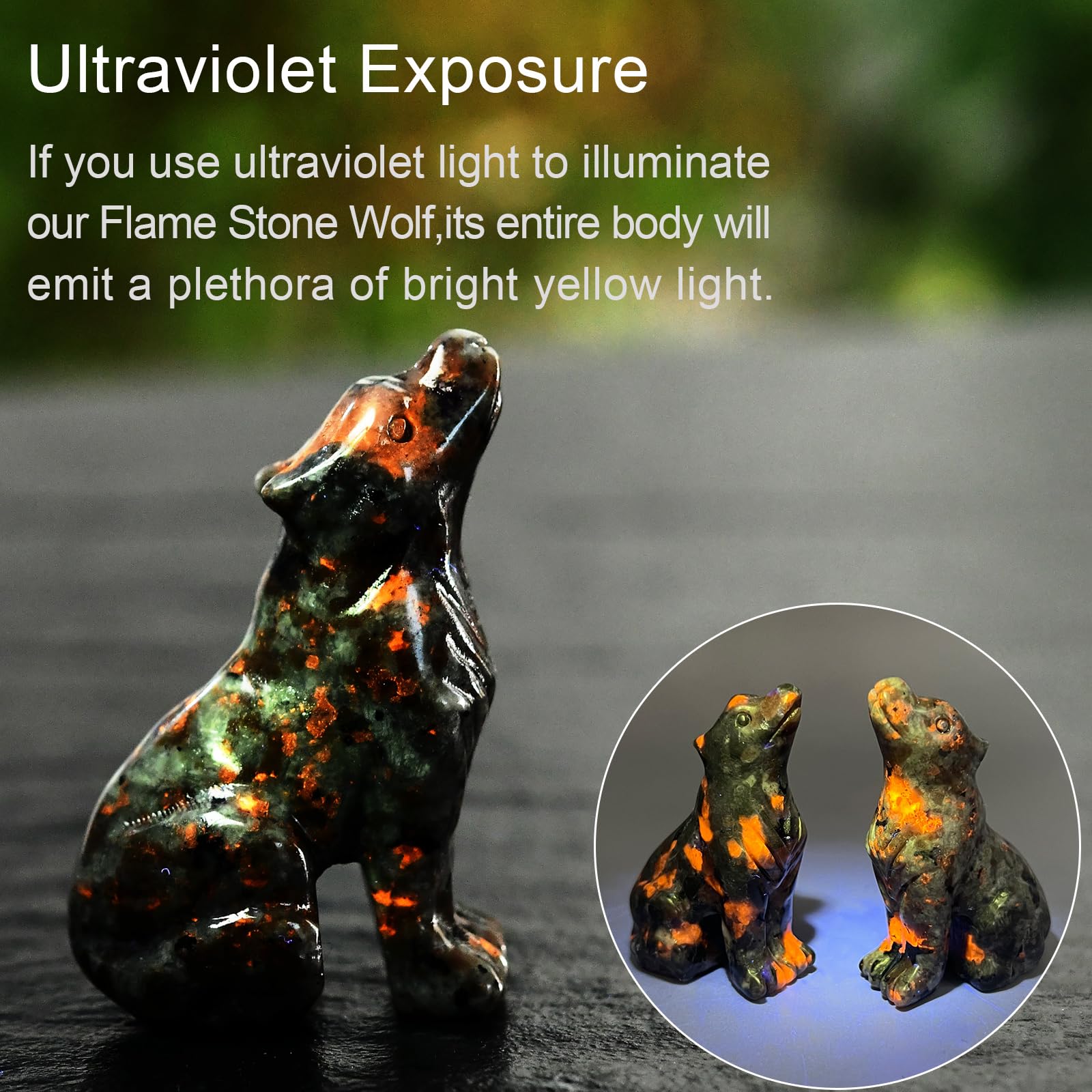 Mua Ytbeoxk 2.1 Inch Flame Stone Wolf Crystal Statue,Gifts Healing ...