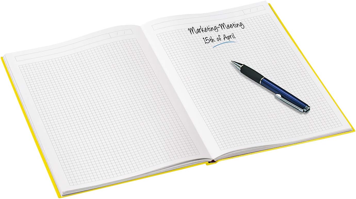 Leitz A5 Hard Cover Notebook, Yellow 80 Sheets, Squared Paper, 90 gsm ...