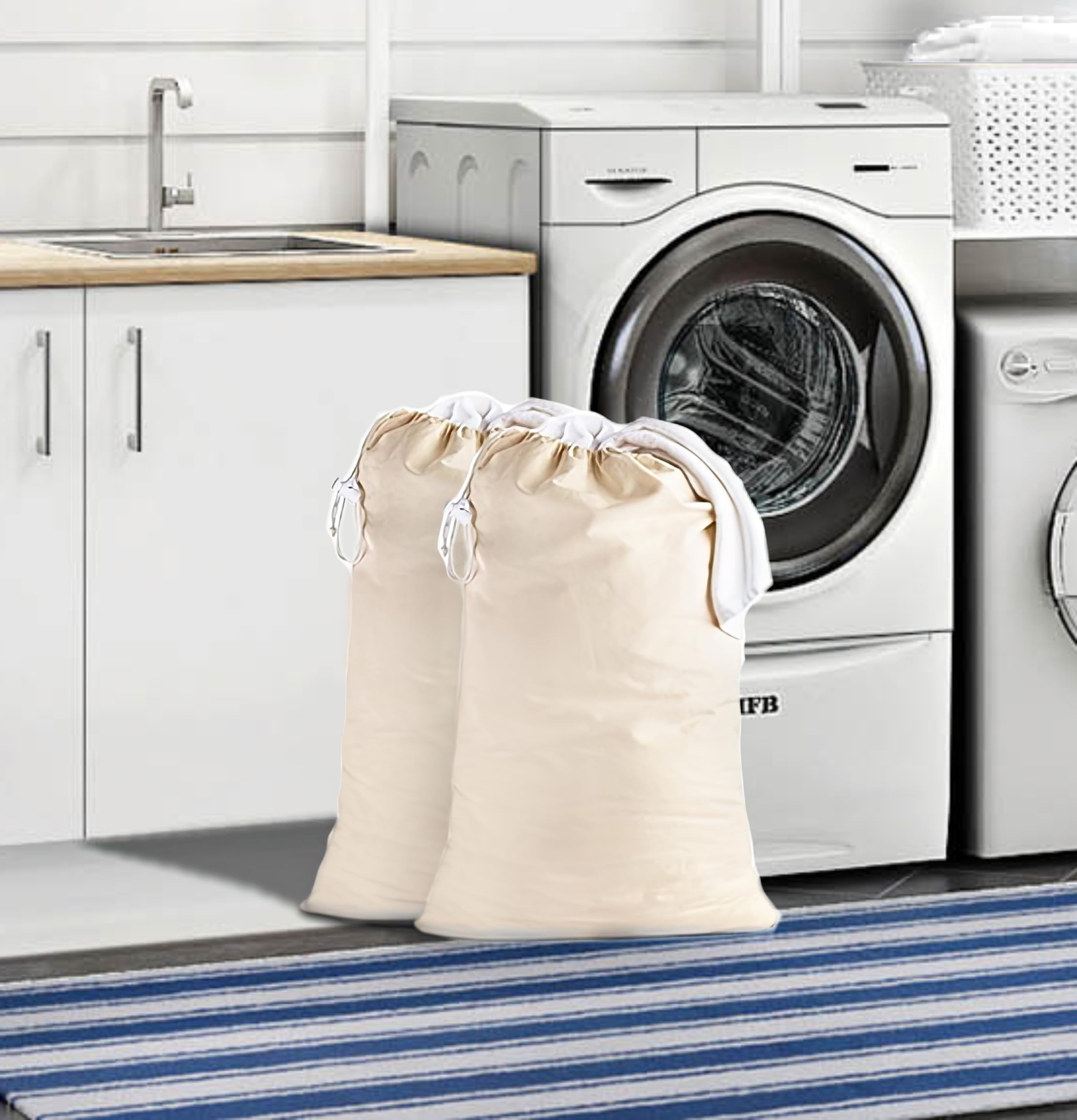 COTTON CRAFT Extra Large Laundry Bags -2 Pack Heavy Duty Durable Cotton ...