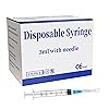 100 Pack 3ml 23Ga Plastic Syringe with Measurement for Scientific Labs ...