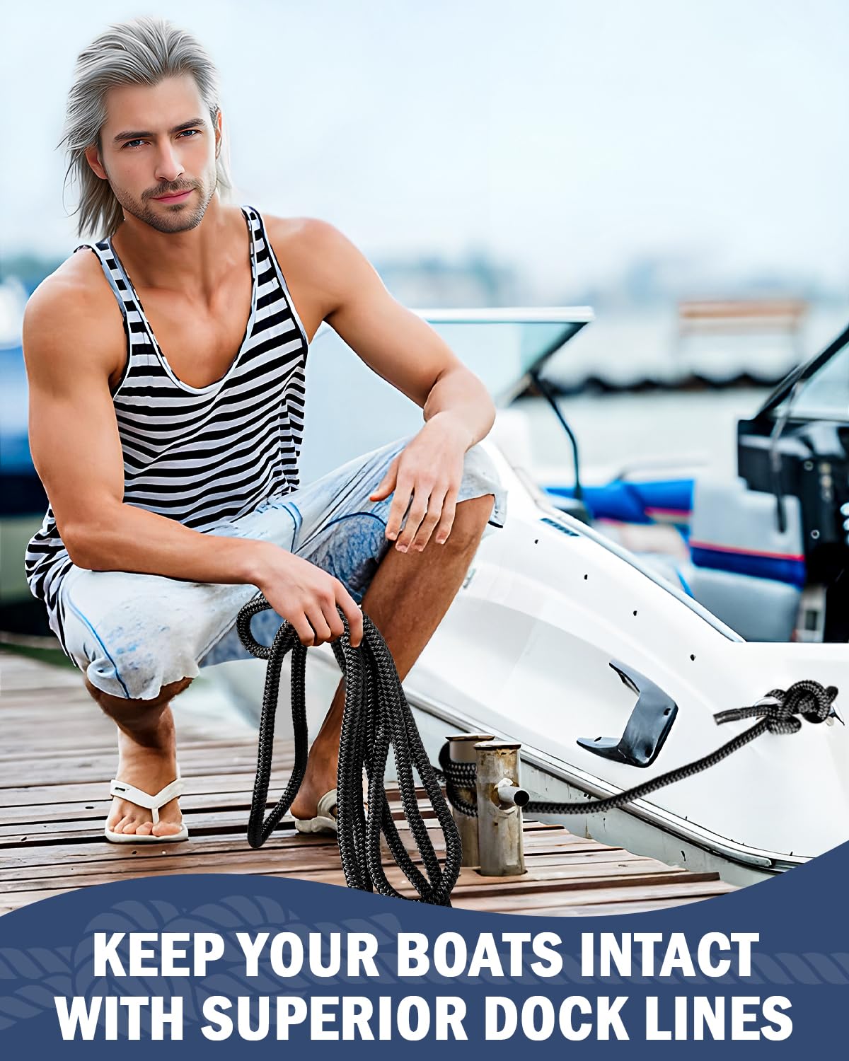 Mua Boat Dock Lines, Double Braided Nylon Boat Ropes for Docking with ...