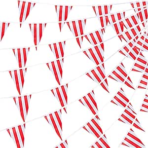 Amazon.com: RUBFAC 170ft 120pcs Red and White Striped Pennant Banner ...
