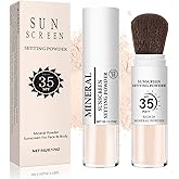 Amazon.com : Sunscreen Setting Powder SPF 35, Mineral Brush Powder for ...