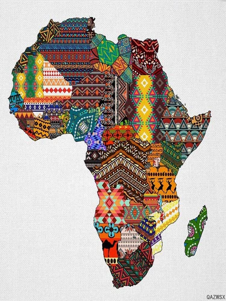 QAZWSX 5D Diamond Painting African Map of Africa in Pattern Style Full ...