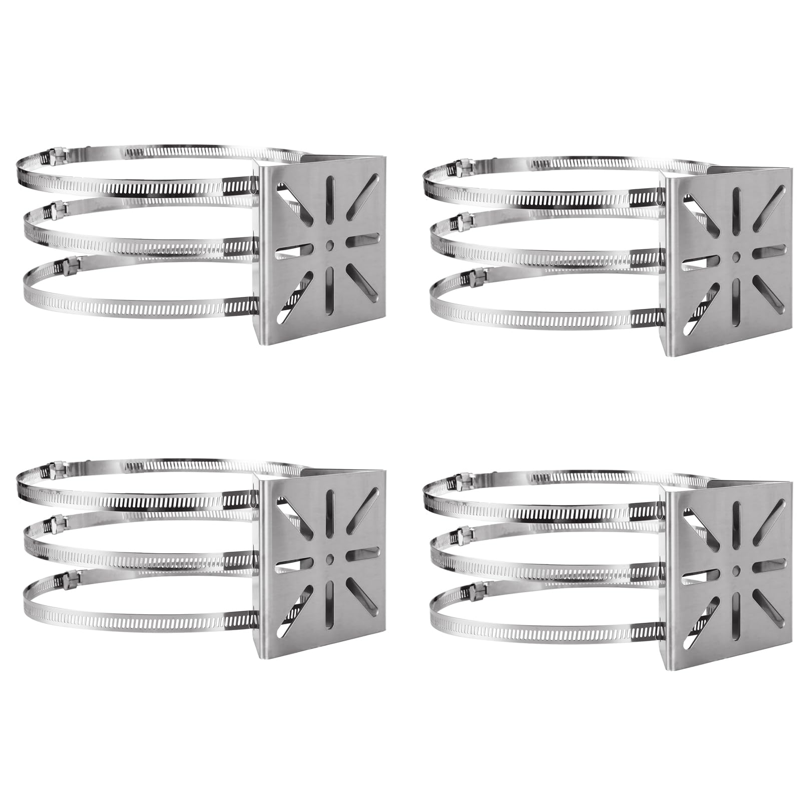 Acrux7 4 Pack Pole Mount Brackets with 12 Loops, Stainless Steel ...