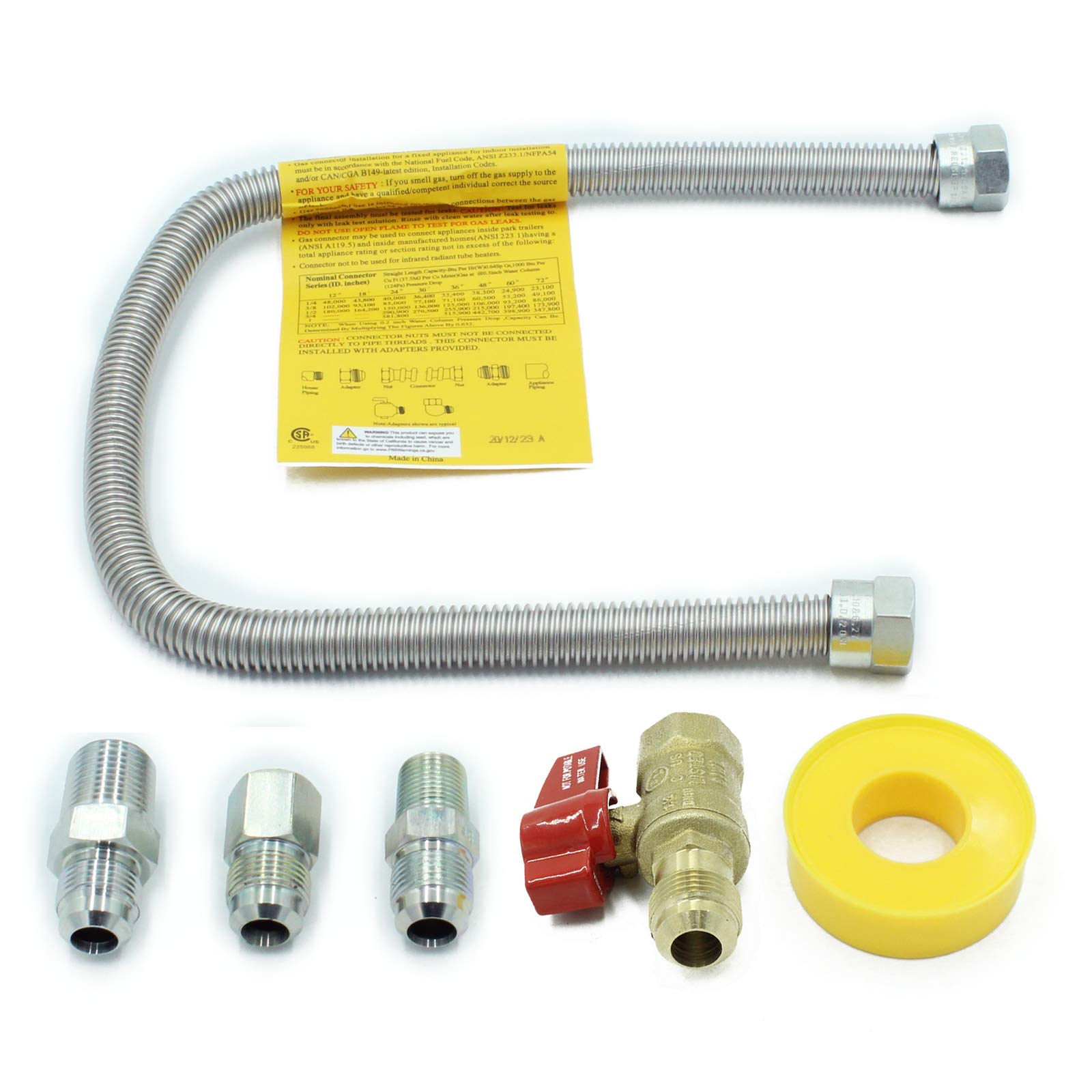 Mua MENSI 22" Stainless Steel Flexible Gas Line 1/2" Flare with Brass ...