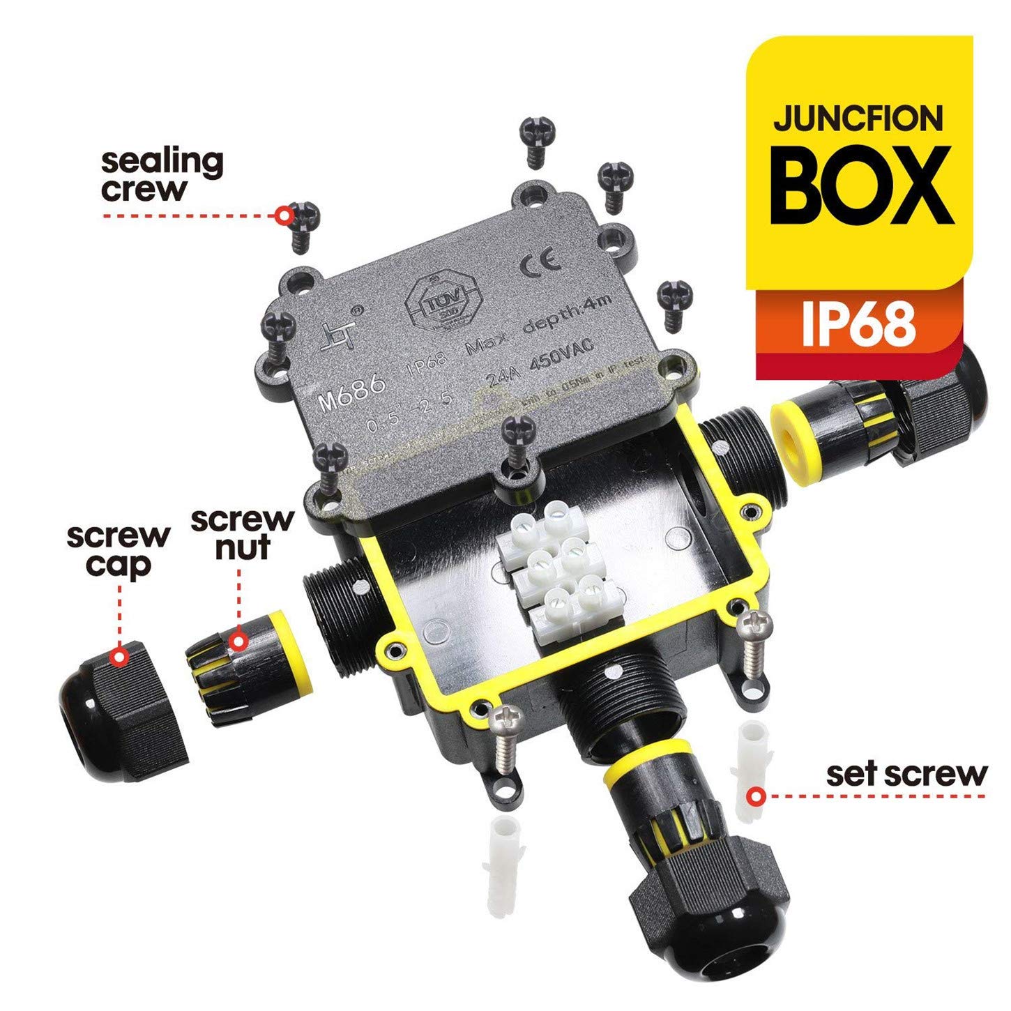 Mua Junction Box Outdoor Waterproof IP68 3 Way Plug Line M25 Coaxial ...