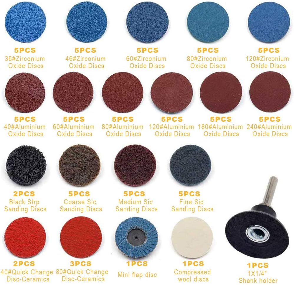 80pcs 2” Sanding Discs & 1/4” Shank Holder Set – Roloc Quick Change ...