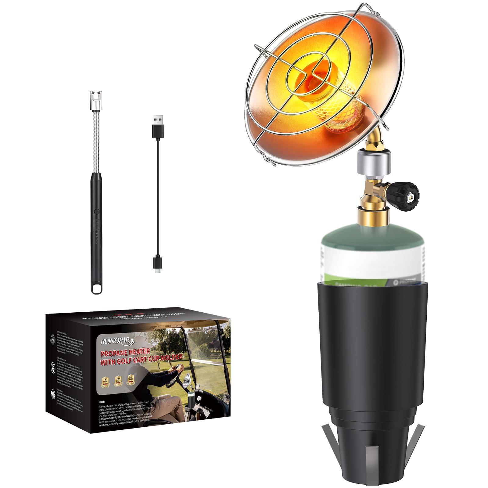 Portable Heater for Camping, 9,200BTU Golf Cart Heater with Windprood ...