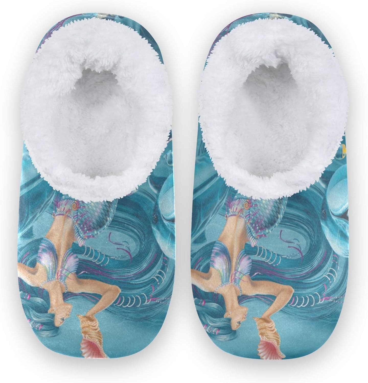 Amazon.com | Linomo Ocean Sea Animal Mermaid Dolphin Slippers for Women ...