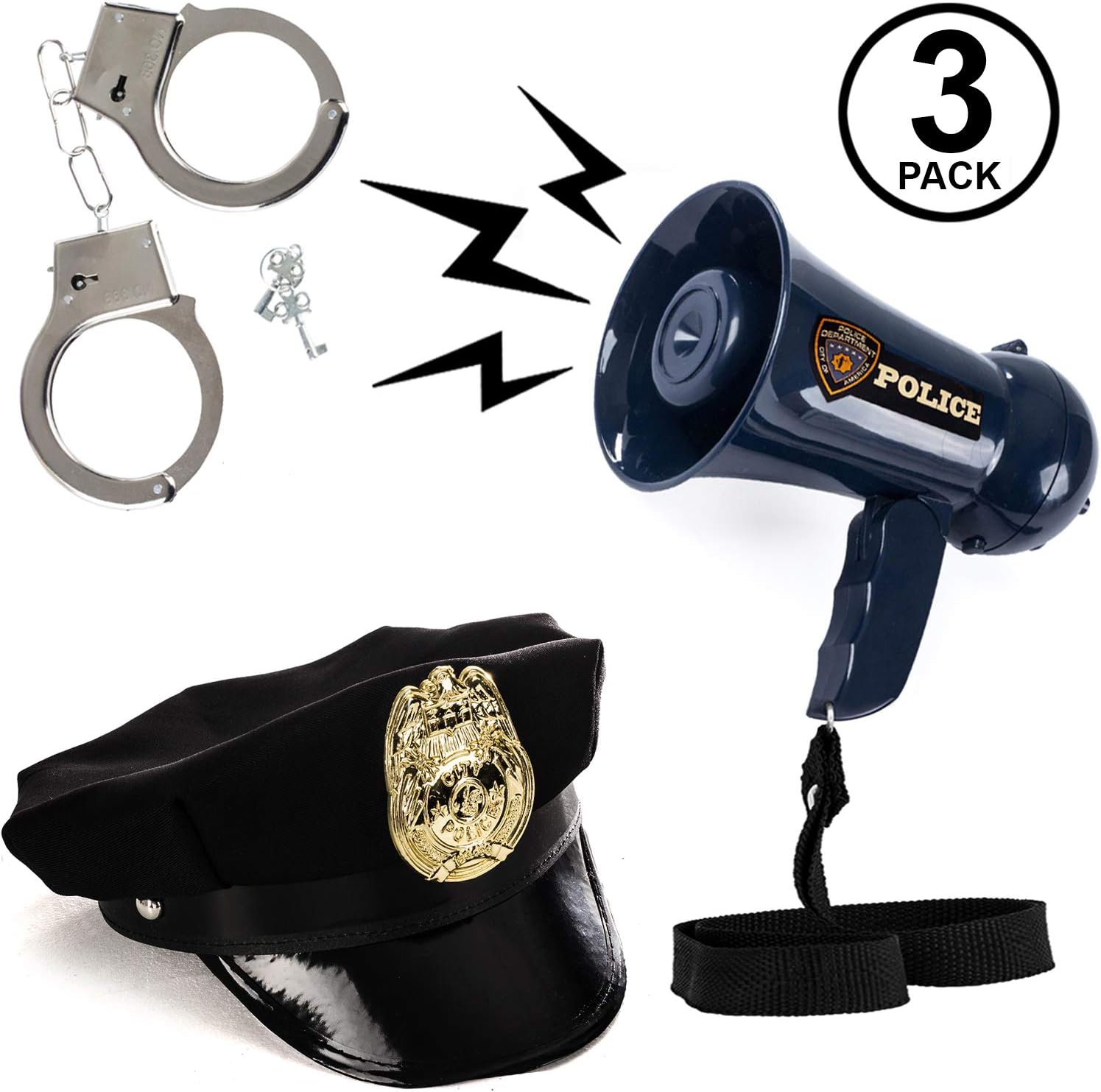 Tigerdoe Police Accessories for Kids - 3 Pc Set - Cop Toys - Police ...