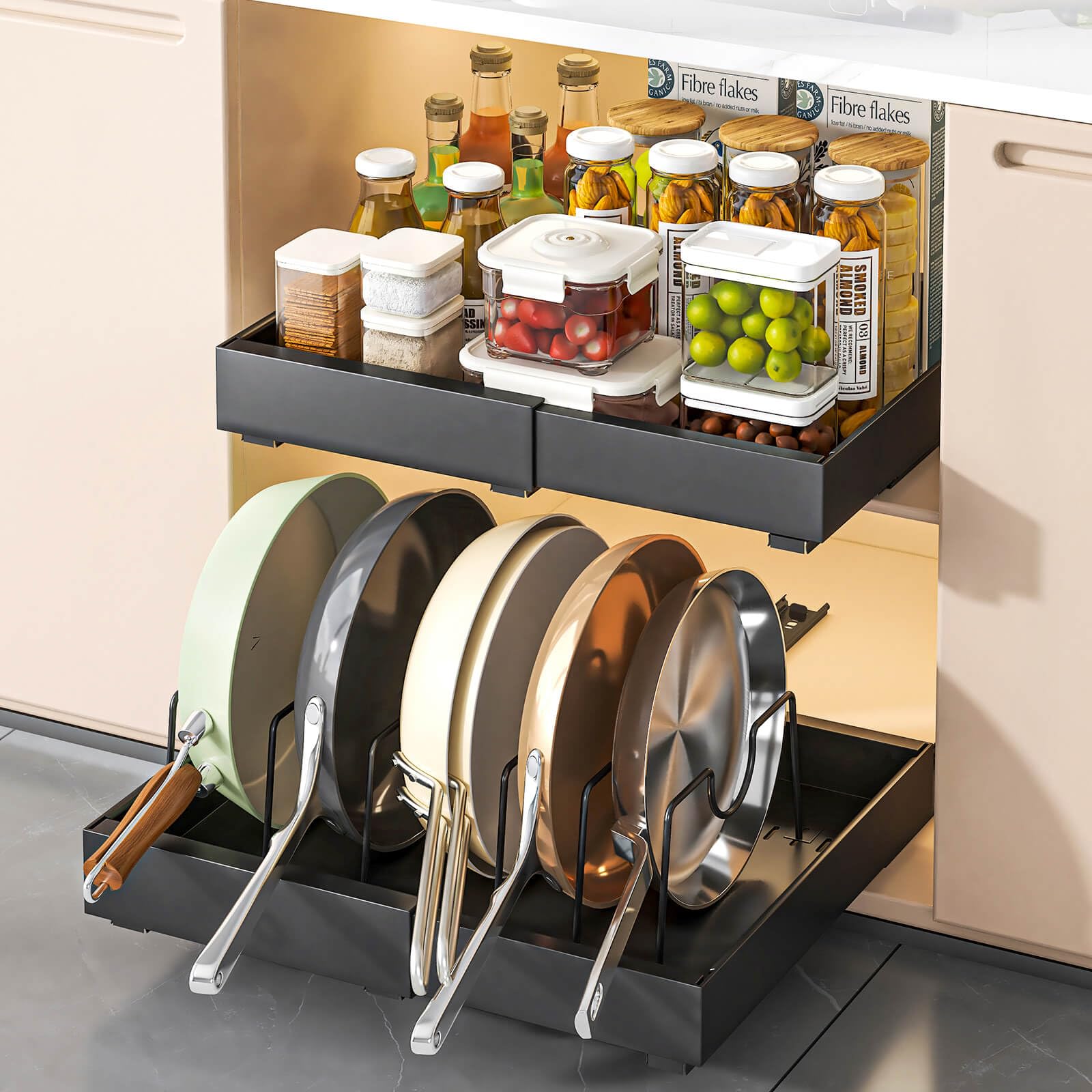 YIWANFW Expandable Pull Out Cabinet Organizer Pull Out Drawers, Slide ...