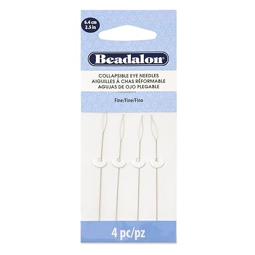Beadalon Collapsible Eye Beading Needles, Fine 0.30 mm / .012 inches ...