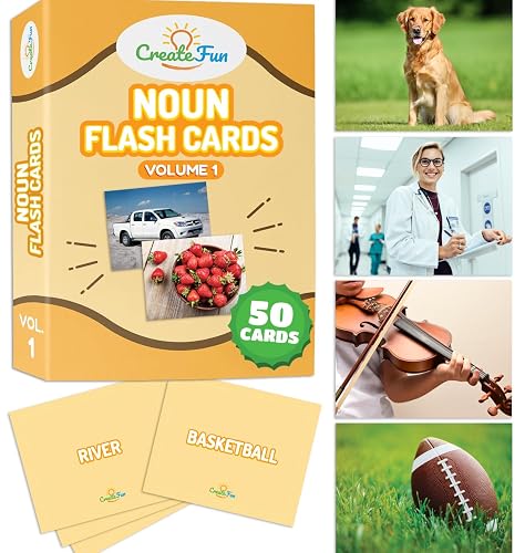 50 Noun Flash Cards, Fun Vocabulary Builder Educational Learning Photo ...