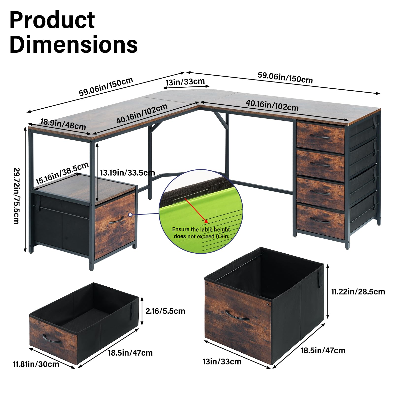 Mua TOPSKY L-Shaped Desk Corner Computer Desk with 18.9" Depth ...