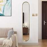 Amazon.com: OUSHUAI Gold Full Length Oval Mirror,Narrow Capsule Long ...