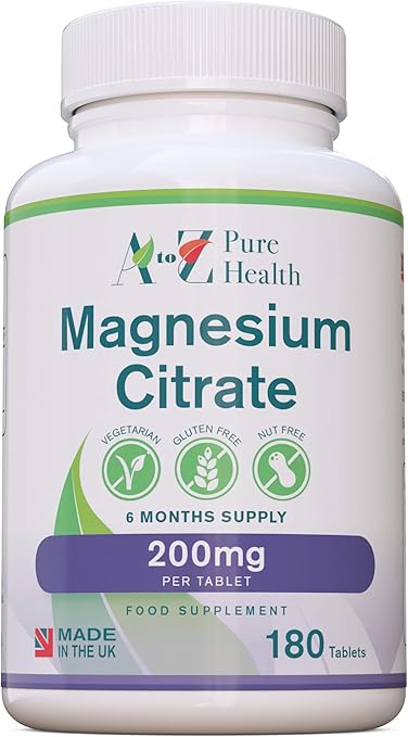 Magnesium Citrate 200mg | 180 Tablets for 6 Month Supply of Magnesium ...