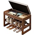 Amazon.com: KASLANDI Small Shoe Bench with Cushion,2 Tiers Shoe Rack ...