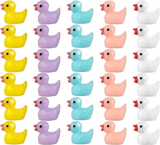 Amazon.com: 50 Pieces Decoration Ducks 5 Colors Miniature Ducks Little ...