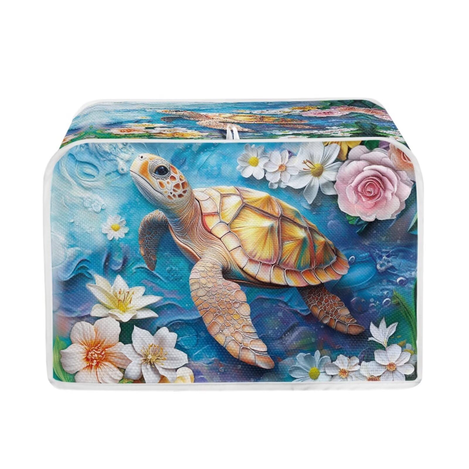 Talayituse Turtle Flower Print 4 Slice Toaster Covers Dust Protection ...