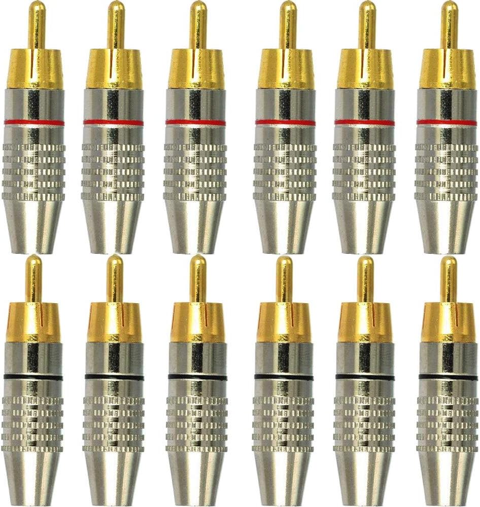 RUNCCI-YUN 12pcs RCA Male Plug， RCA Panel Mount Connectors ，RCA Phono ...