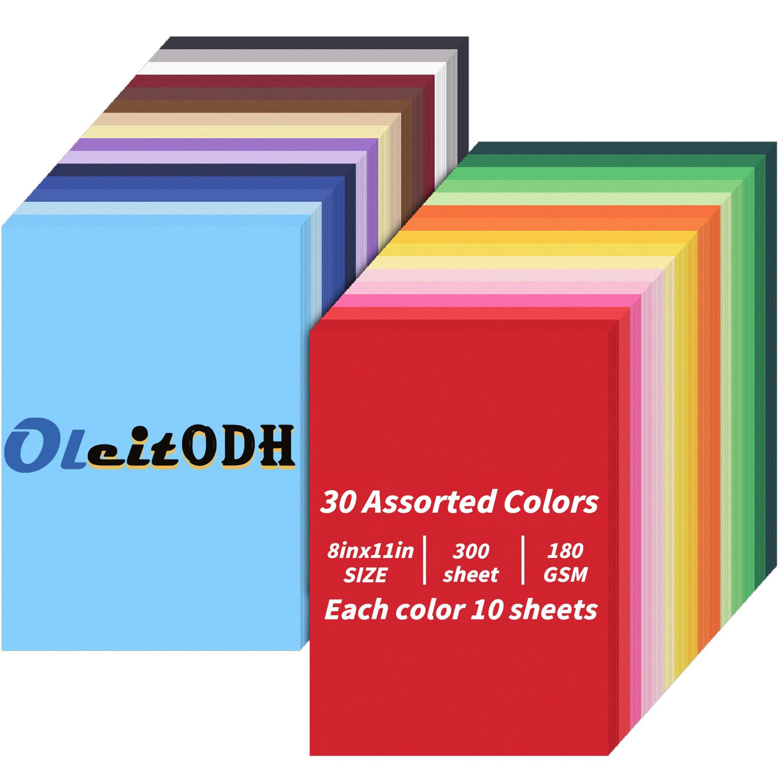 Oleitodh 8.5” x 11” Colored Cardstock Bulk, 300 sheets Cardstock Paper ...