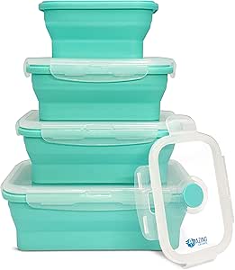Collapsible Silicone Food Storage Container Set of 4 with Lids ...
