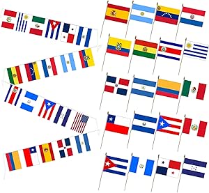 Amazon.com: 5x8 Inch 21 Latin Countries Hand Held Small Mini Flag ...