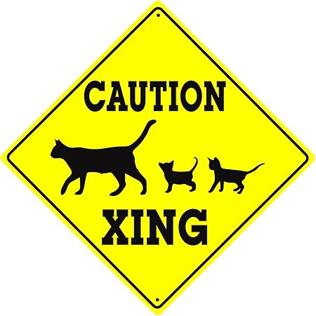 Amazon.com: Caution Cat With Kittens Symbol Crossing Animal Xing ...