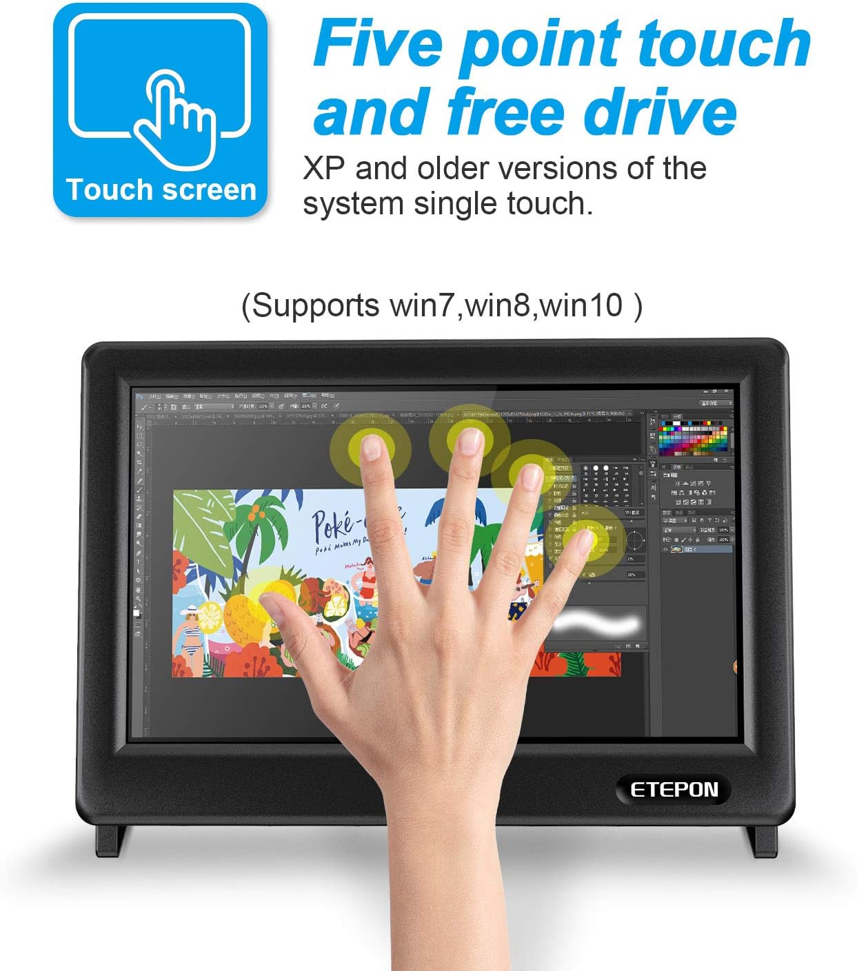 ETEPON 7 inch monitor for Raspberry Pi 4B, capacitive portable ...