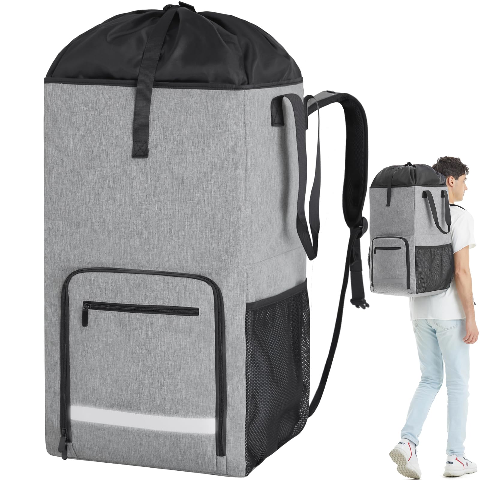 Laundry Backpack Bag Extra Large, Freestanding Laundry Hamper Basket ...