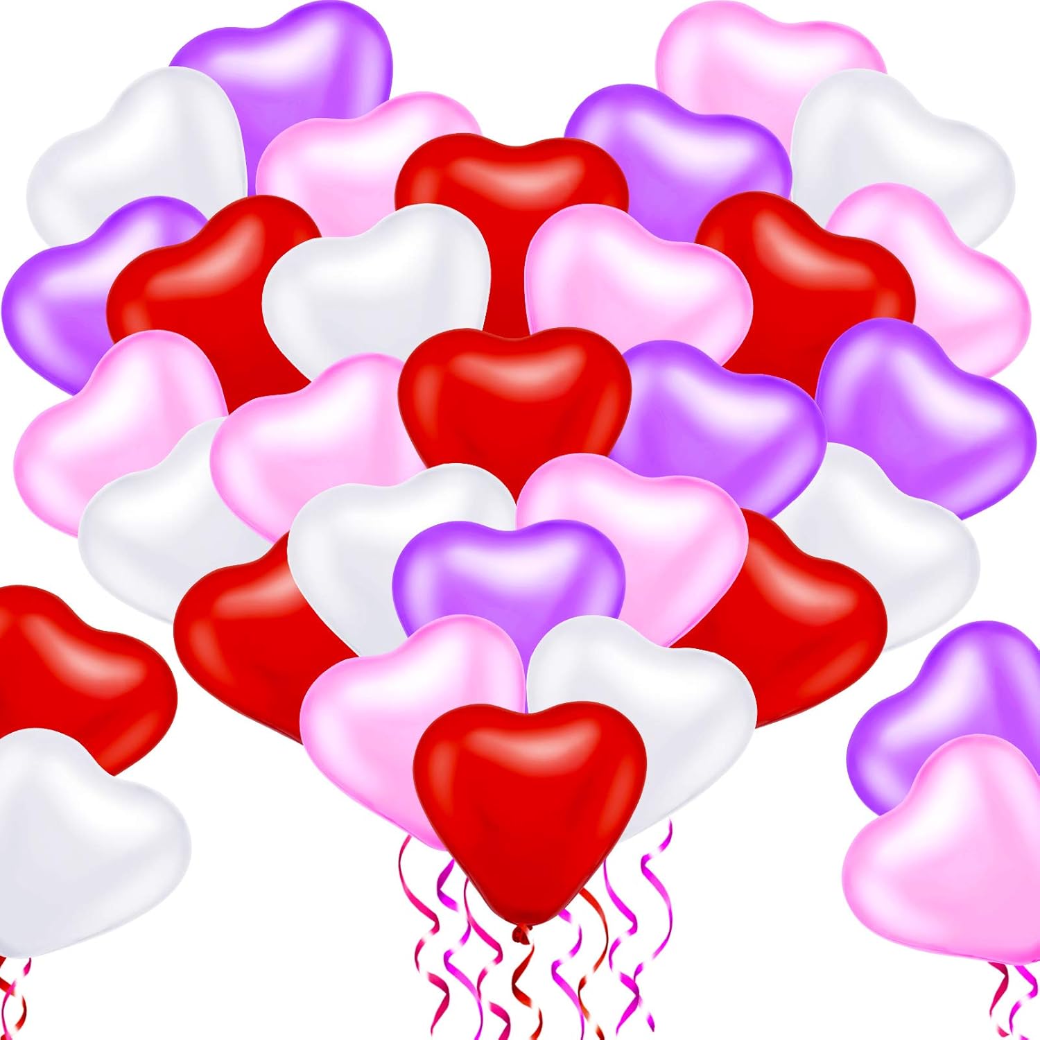 Amazon.com: 100 Pieces Heart Shaped Balloons in 4 Colors Valentines ...