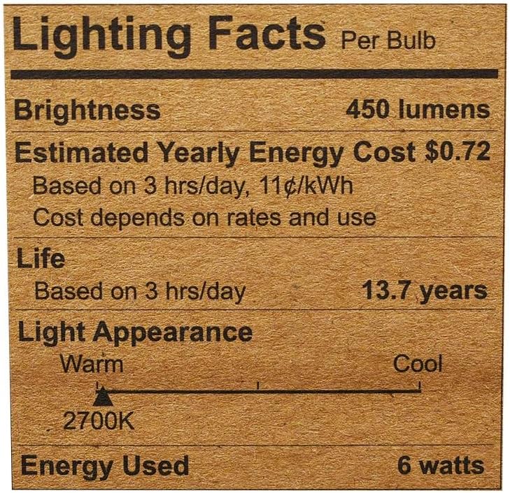 6-Pack Global Value Lighting FG-03160 40-Watt Equivalent A19 General ...