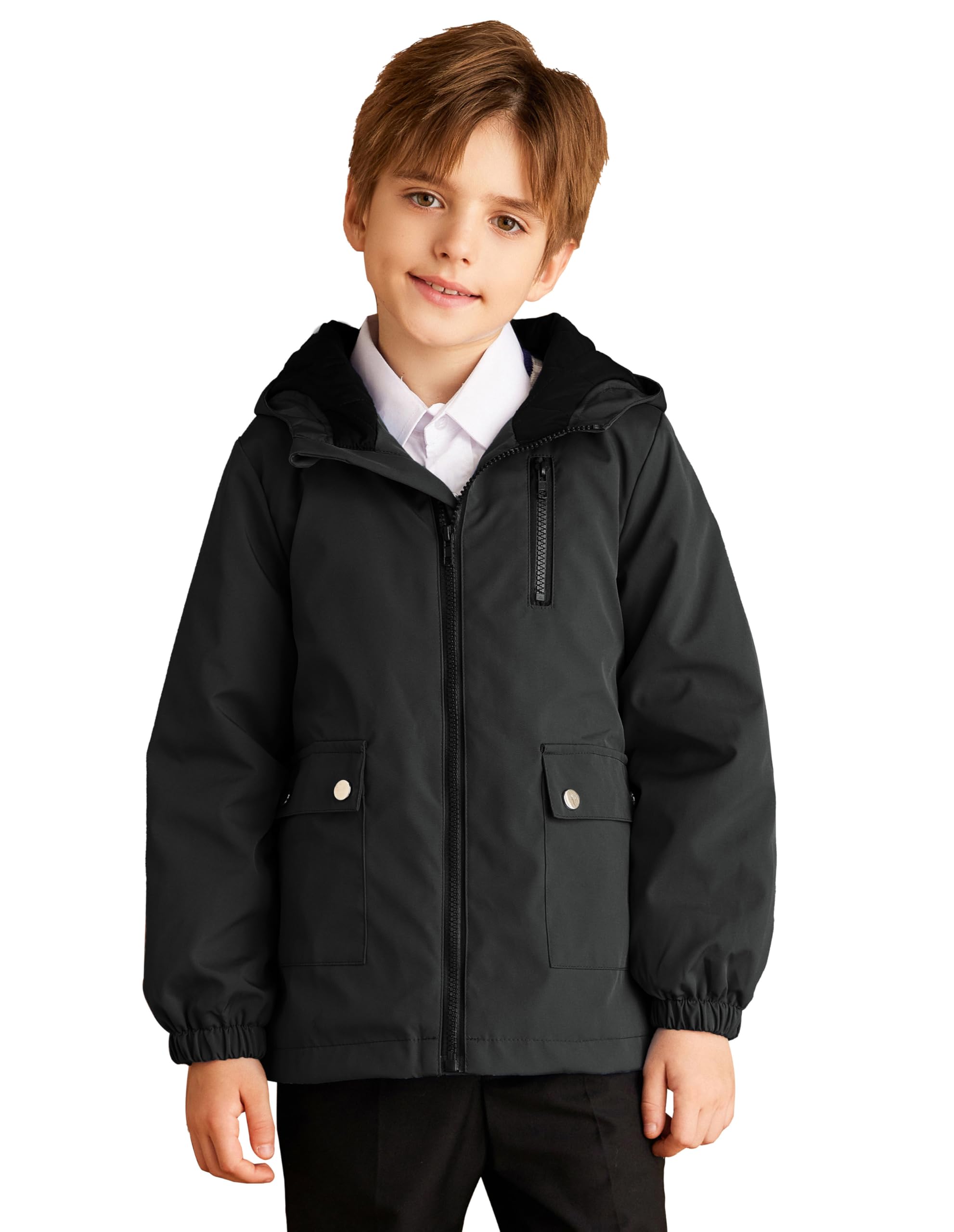 GRACE KARIN Boys' Watertight Jacket Boys' Active Fall & Winter Hooded ...