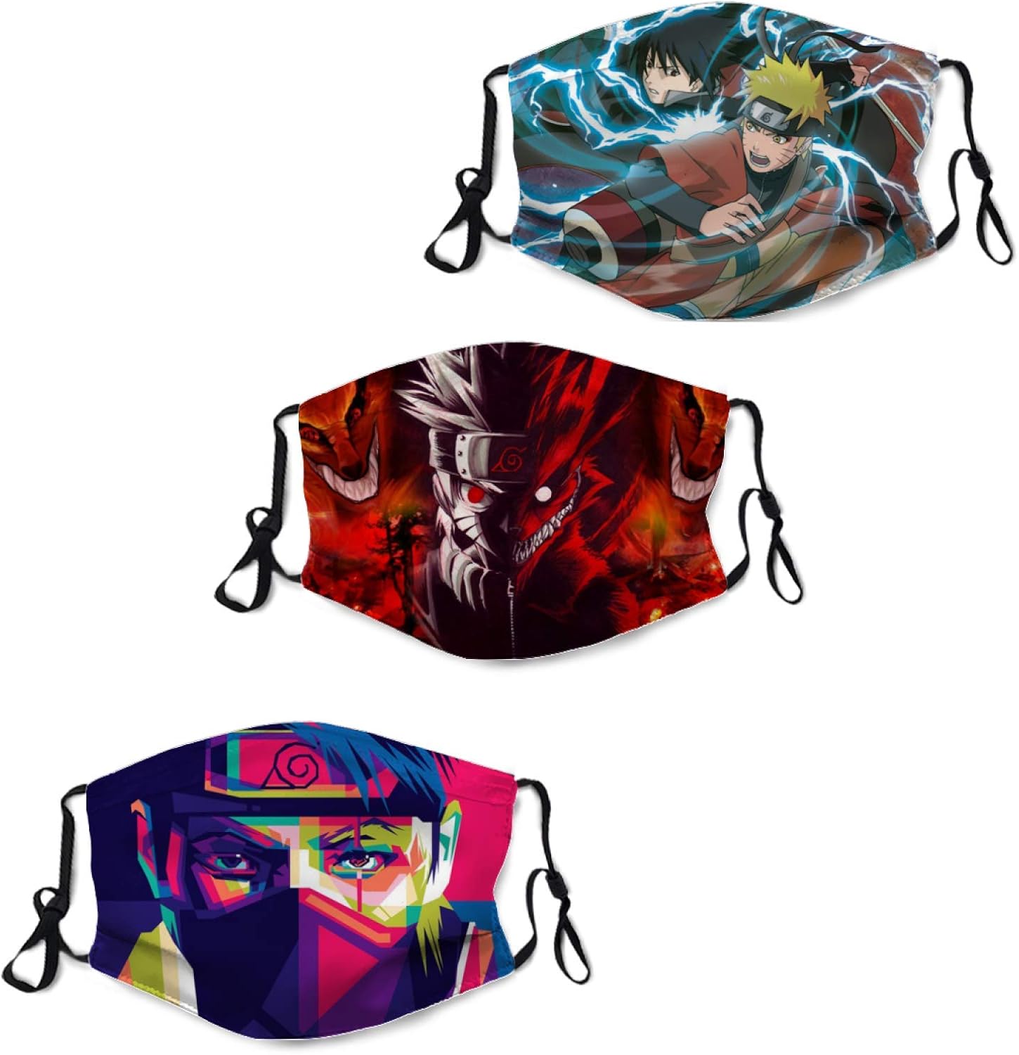 Amazon.com: Naruto Face Mask Adjustable Kids Face Masks Washable Face ...