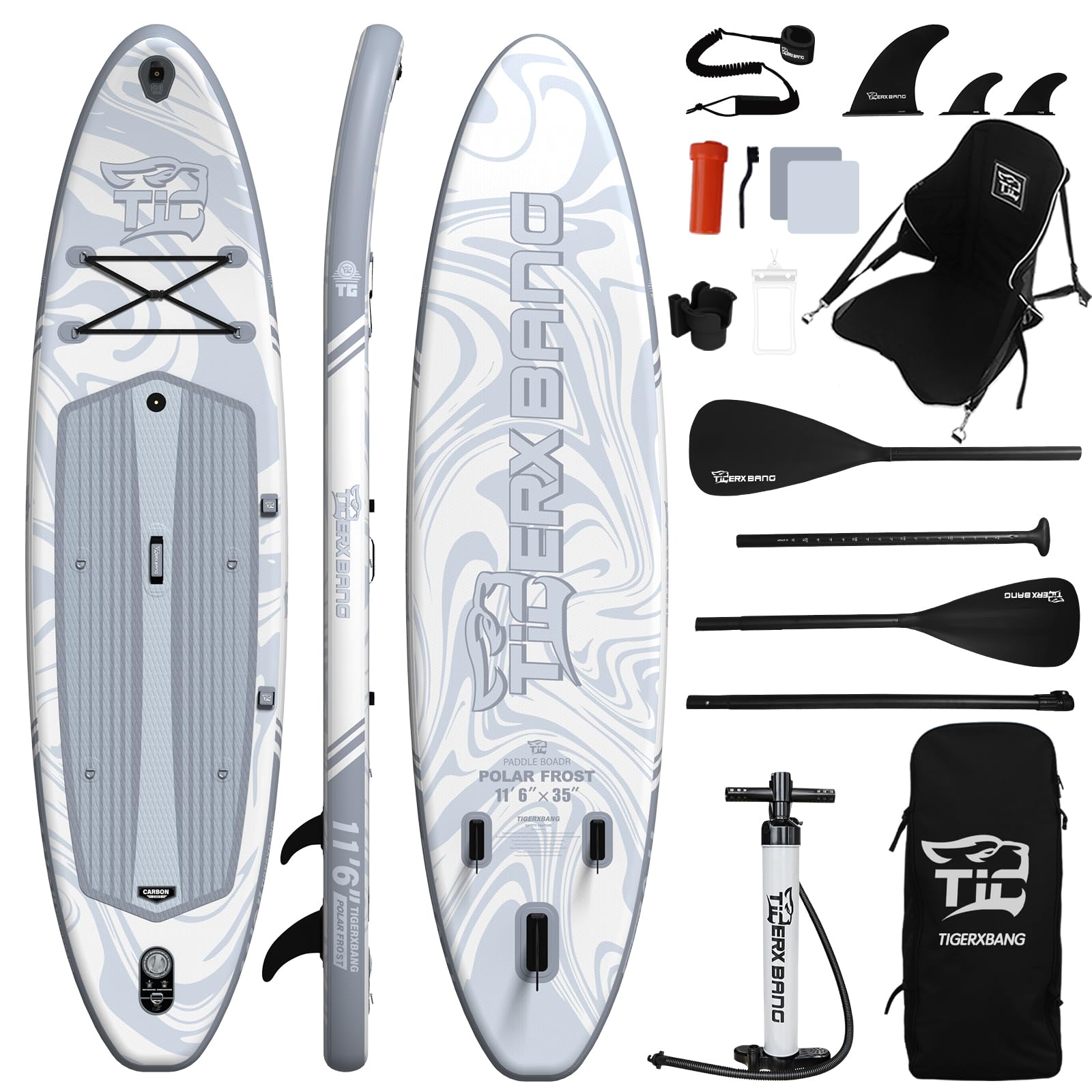 TIGERXBANG Inflatable Stand Up Paddle Board 11'6"×35"×6" with Complete ...